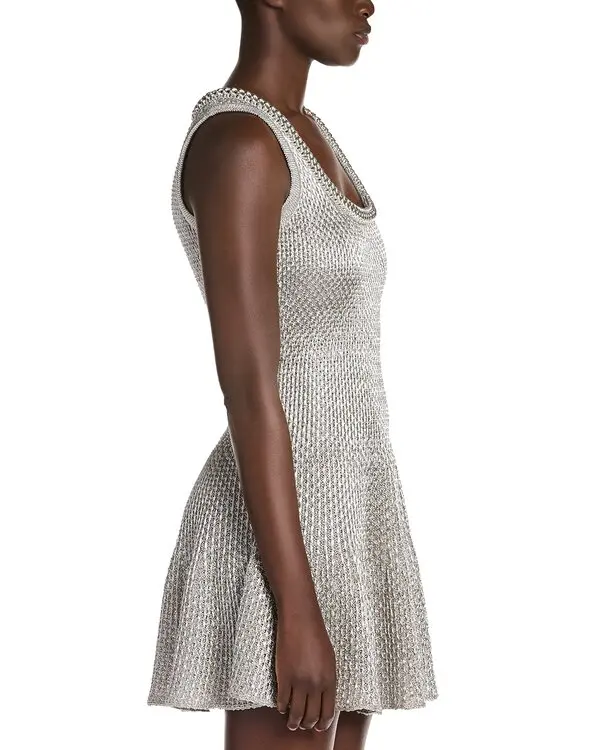 Alexander McQueen Metallic Ring Knit Flared Mini Dress