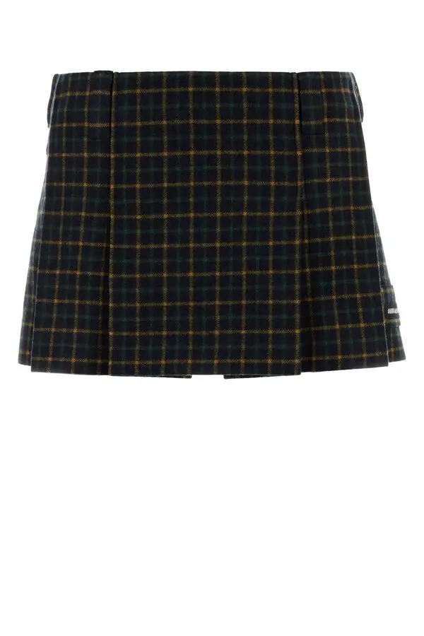 Miu Miu Plaid Pleated Mini Skirt