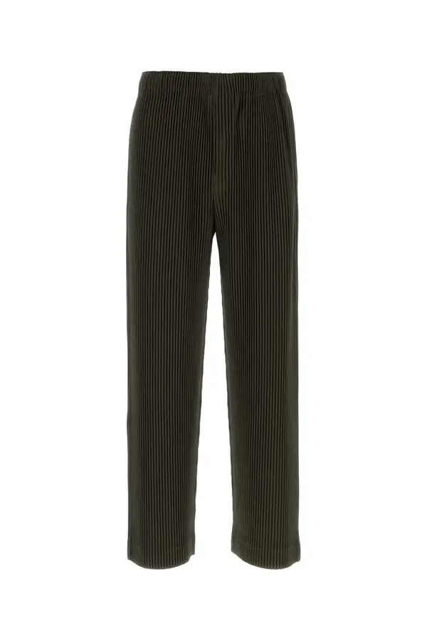 Issey Miyake Homme Plisse' Style Pleated Polyester Tapered Pants - Green