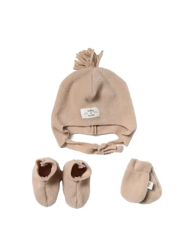 TEDDY & MINOU Mini Hat, Scarf, And Gloves Set - Beige