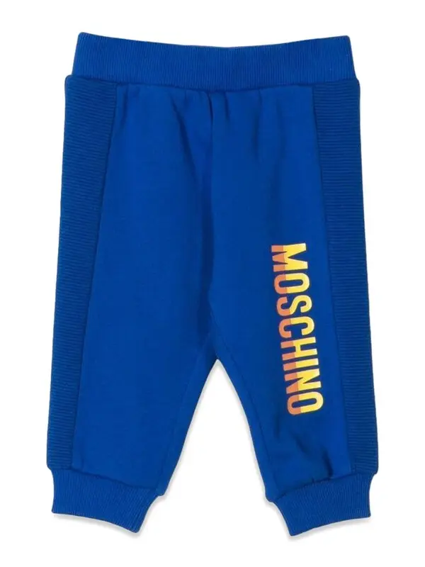 Moschino Mini Logo Embroidered Cotton Jogging Trousers - Blue