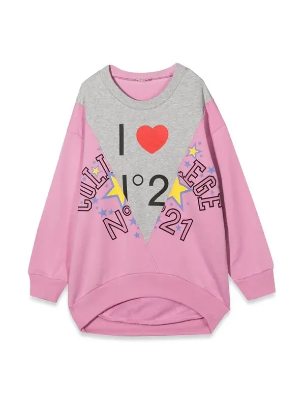 N°21 Crewneck Sweatshirt With Logo And Heart Graphic