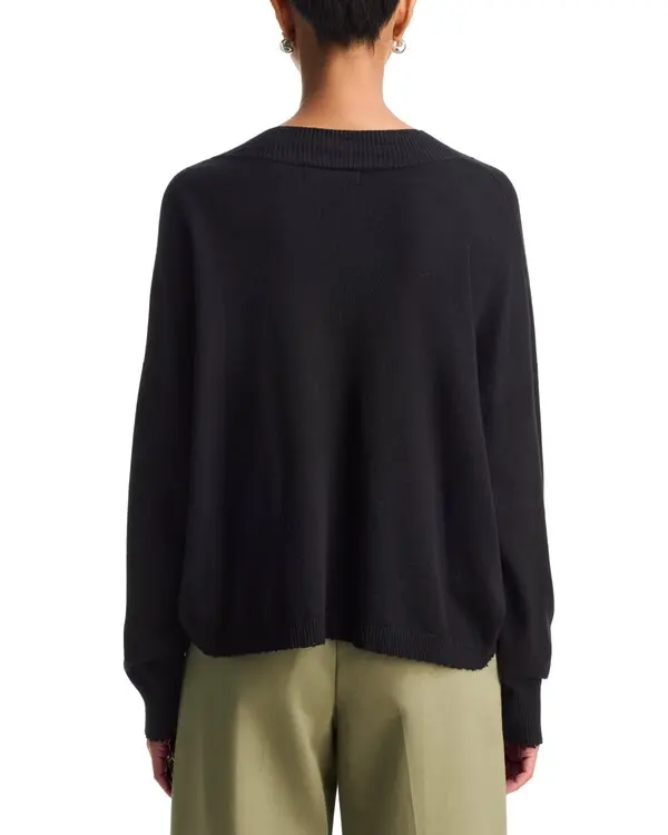 SIX FIFTY Geneva V Neck Dropped Shoulder Sweater - Black