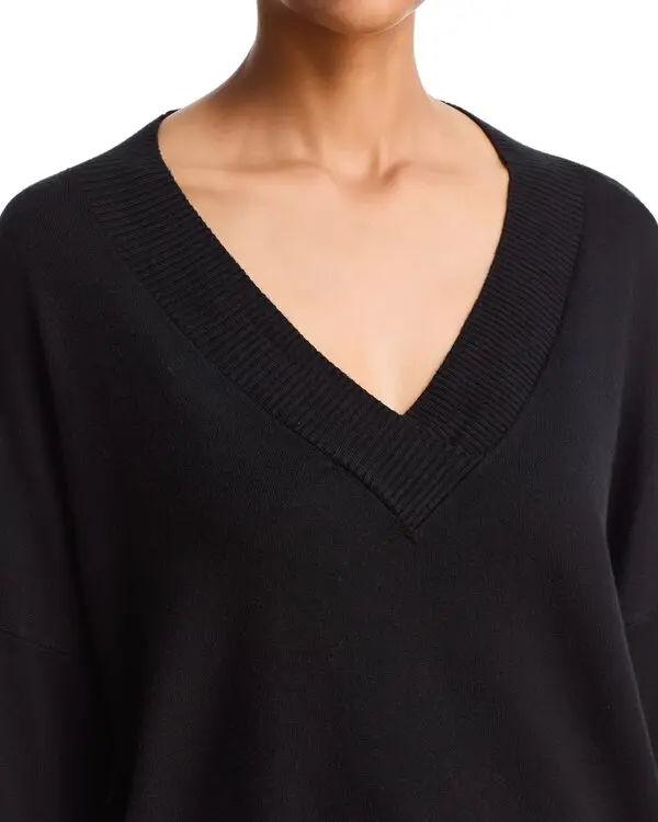 SIX FIFTY Geneva V Neck Dropped Shoulder Sweater - Black