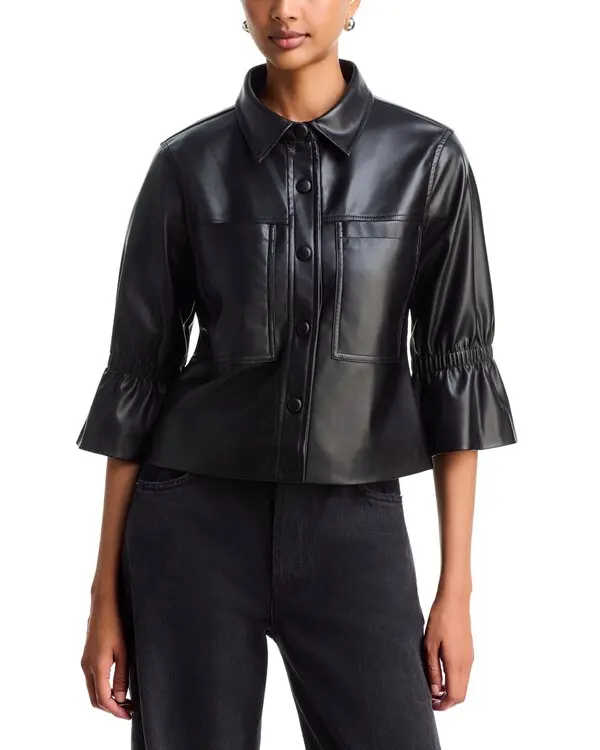 SIX FIFTY Romy Faux Leather Flared Elbow Sleeve Jacket