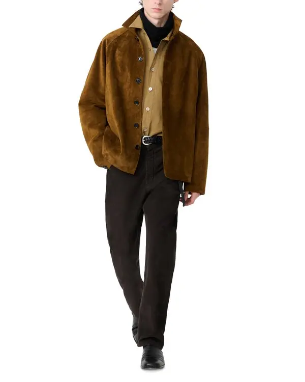 Studio Nicholson Suede Leather Button Overshirt