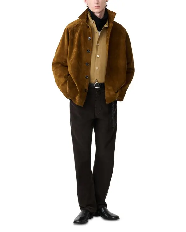 Studio Nicholson Suede Leather Button Overshirt