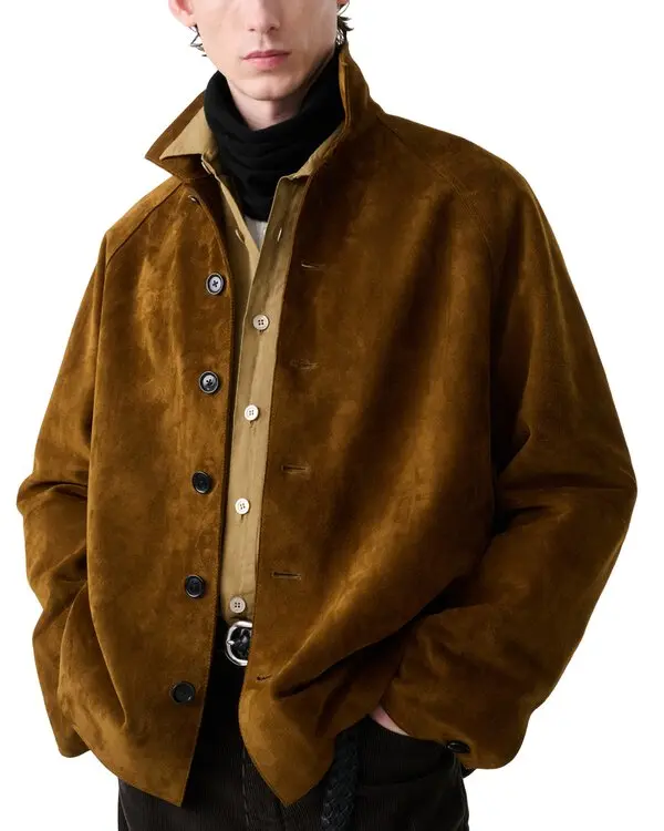 Studio Nicholson Suede Leather Button Overshirt