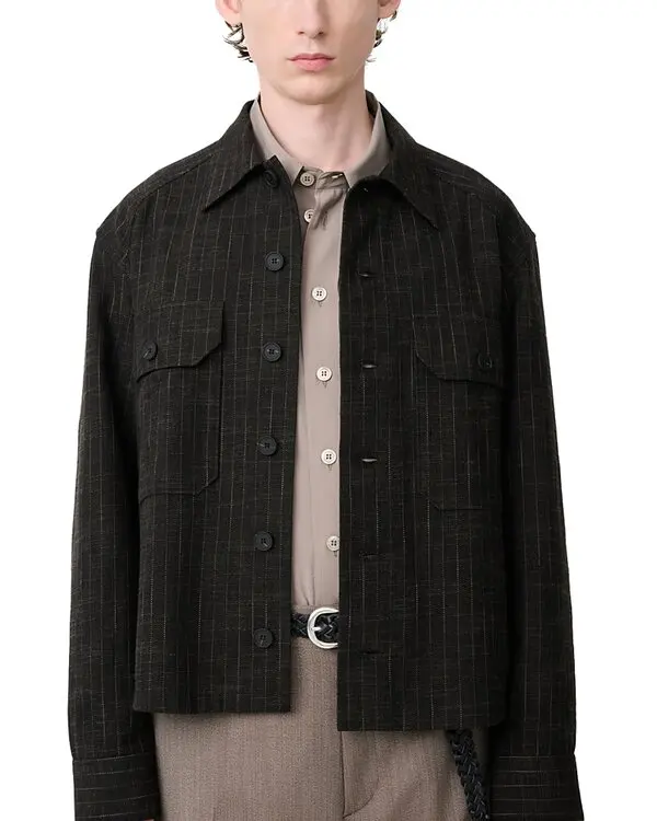 Studio Nicholson Slim Cotton & Wool Knit Check Overshirt