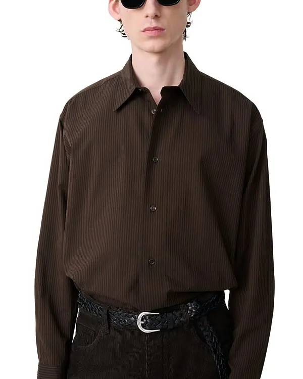 Studio Nicholson Classic Cotton Relaxed Point Collar Shirt - Malt