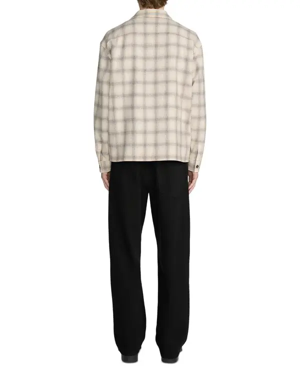 FRAME Wool Blend Plaid Zip Overshirt