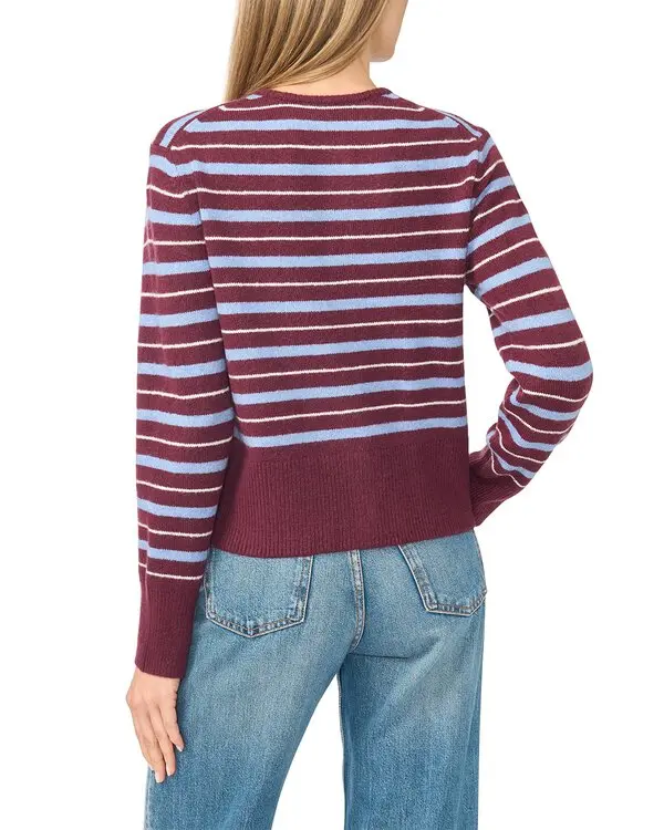 CECE DUPRAZ Striped Crewneck Cardigan