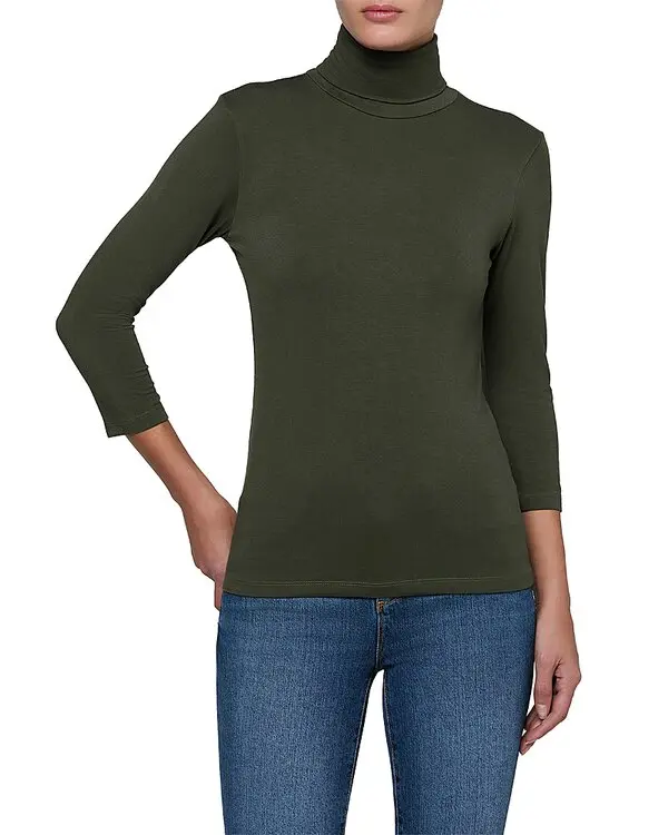 L'Agence Aja Turtleneck Three Quarter Sleeve Top - Army