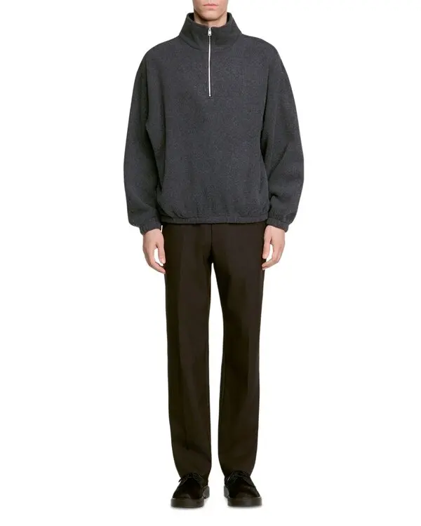 Sandro Stand Collar Half Zip Fleece Sweatshirt