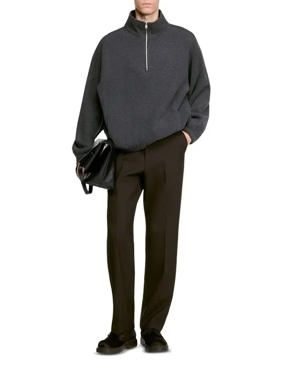 Sandro Stand Collar Half Zip Fleece Sweatshirt