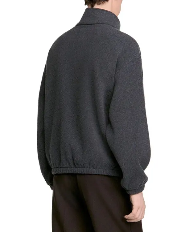 Sandro Stand Collar Half Zip Fleece Sweatshirt