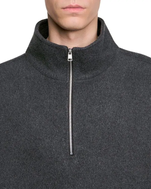 Sandro Stand Collar Half Zip Fleece Sweatshirt