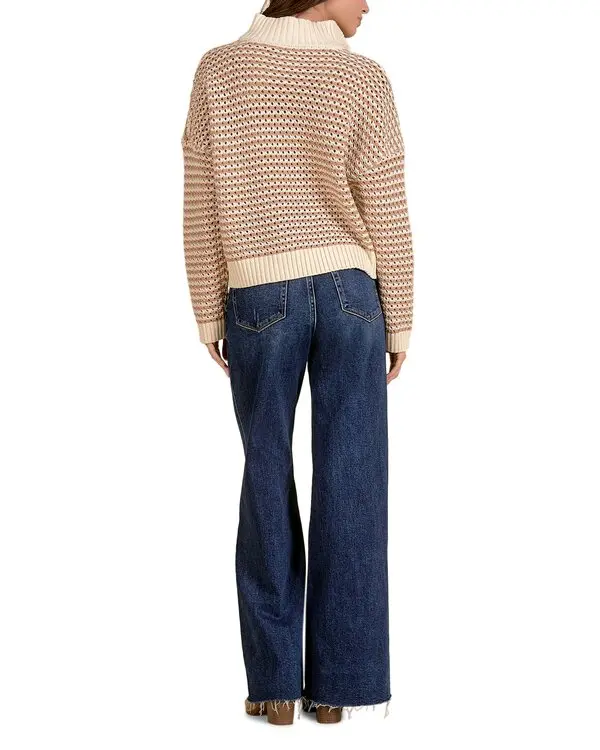 Elan Mock Neck Cropped Drop Shoulder Sweater - Natural