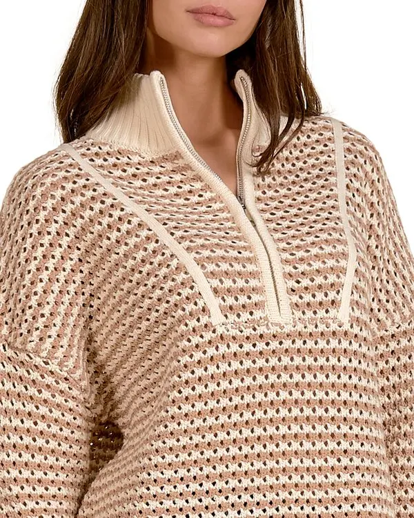 Elan Mock Neck Cropped Drop Shoulder Sweater - Natural