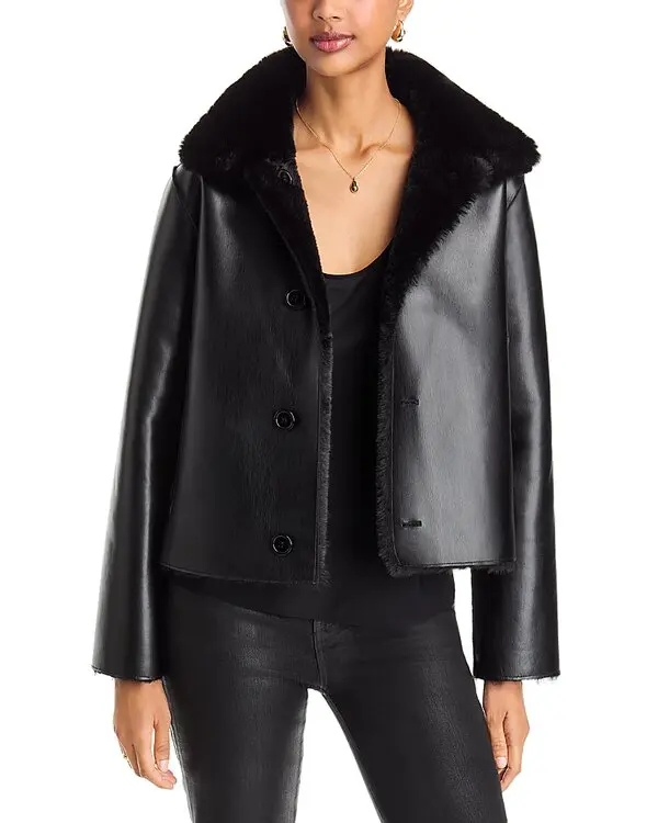 Generation Love Delphine Reversible Faux Fur Coat - Black