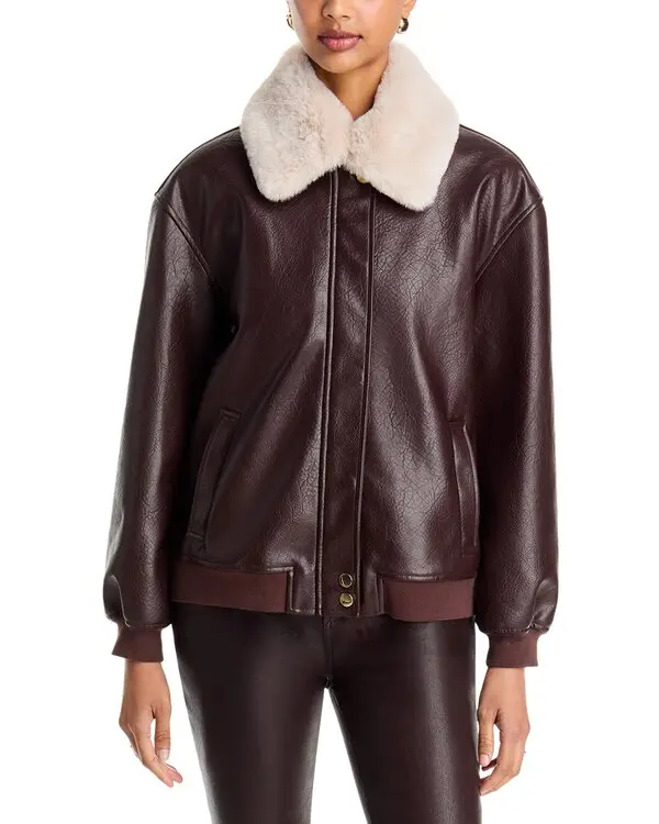Generation Love Allison Faux Fur Faux Leather Bomber Jacket