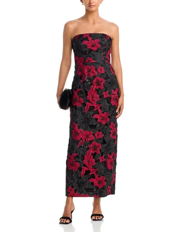 MILLY Orion Embellished Strapless Lace Gown