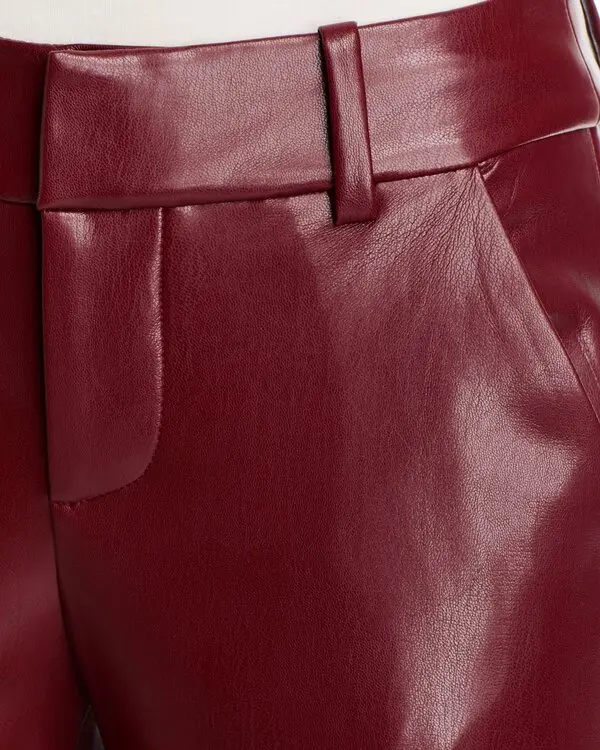 Alice + Olivia Alexander Mid Rise Faux Leather Trousers