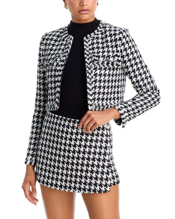 Alice + Olivia Dumont Boxy Fringe Trim Jacket
