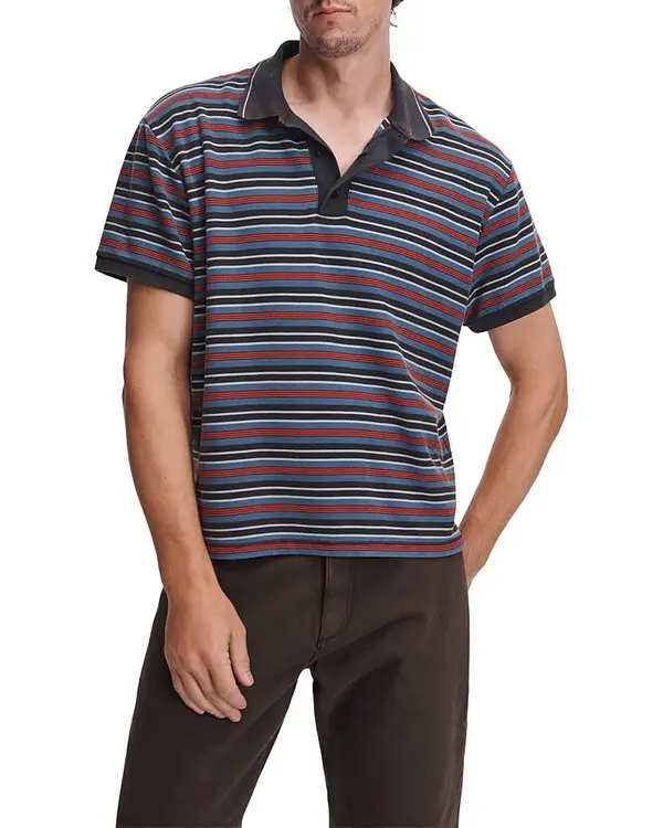 Rag & Bone Cotton Stripe Pique Polo Shirt