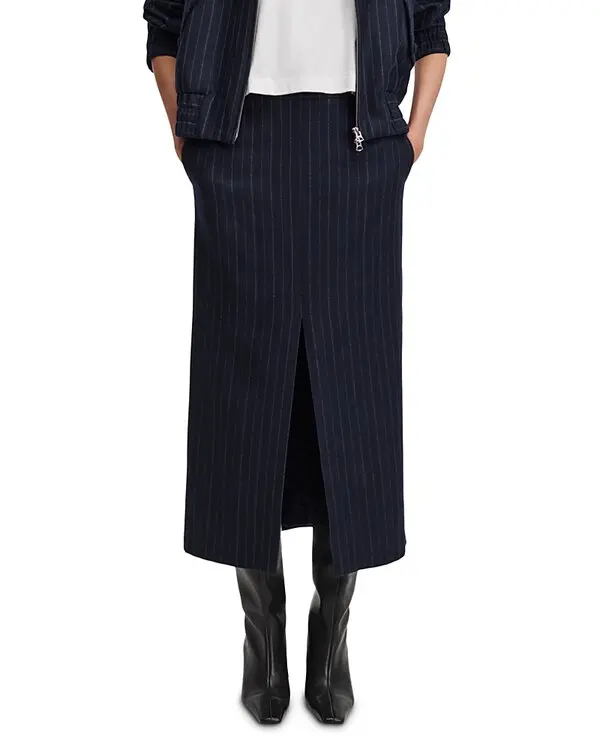 Rag & Bone Bessie Pinstriped Wool Blend Midi Skirt