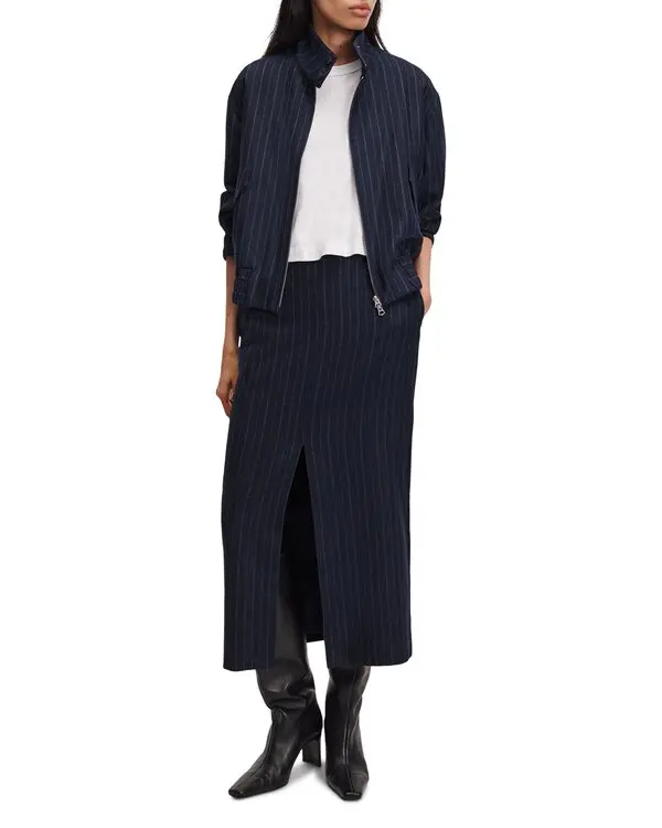 Rag & Bone Bessie Pinstriped Wool Blend Midi Skirt