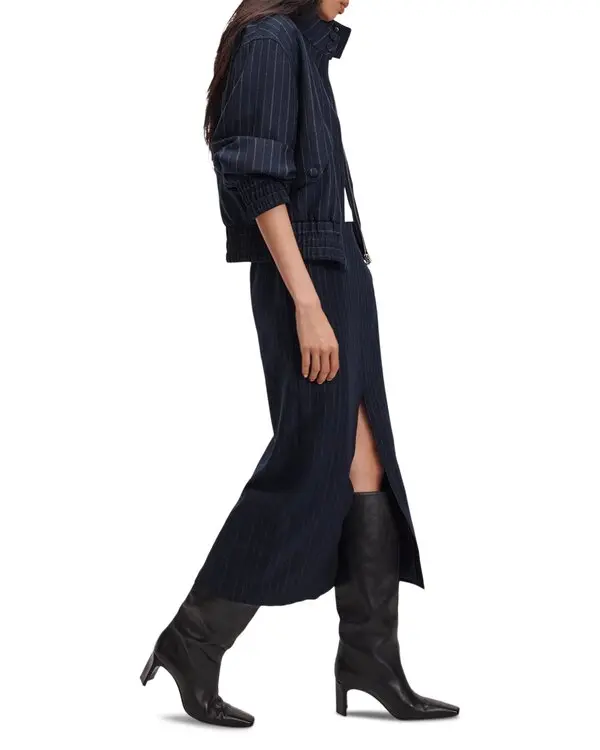 Rag & Bone Bessie Pinstriped Wool Blend Midi Skirt