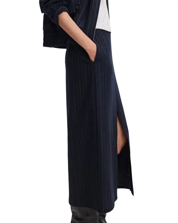 Rag & Bone Bessie Pinstriped Wool Blend Midi Skirt