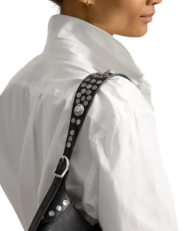 Polo Ralph Lauren Large Studded Leather Shoulder Bag