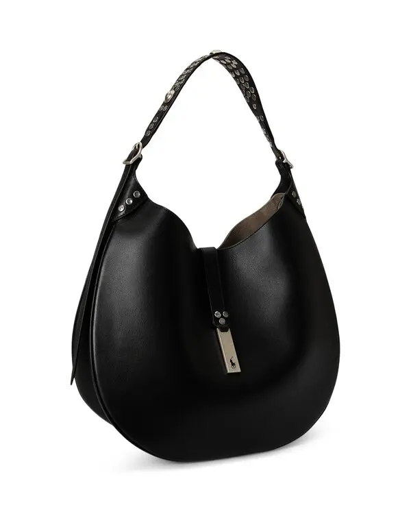 Polo Ralph Lauren Large Studded Leather Shoulder Bag