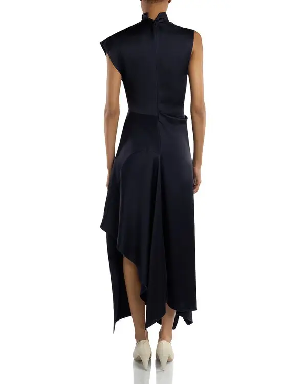 Victoria Beckham High Neck Draped Midi Dress