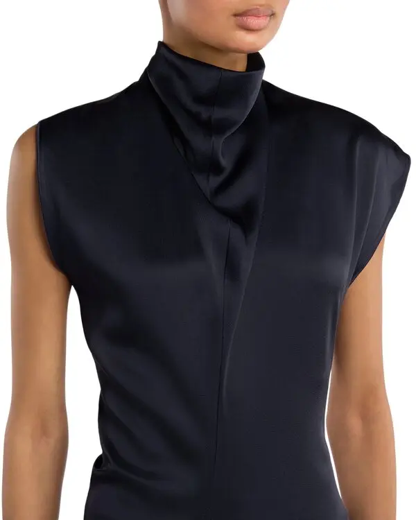 Victoria Beckham High Neck Draped Midi Dress