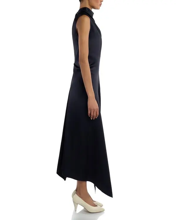 Victoria Beckham High Neck Draped Midi Dress