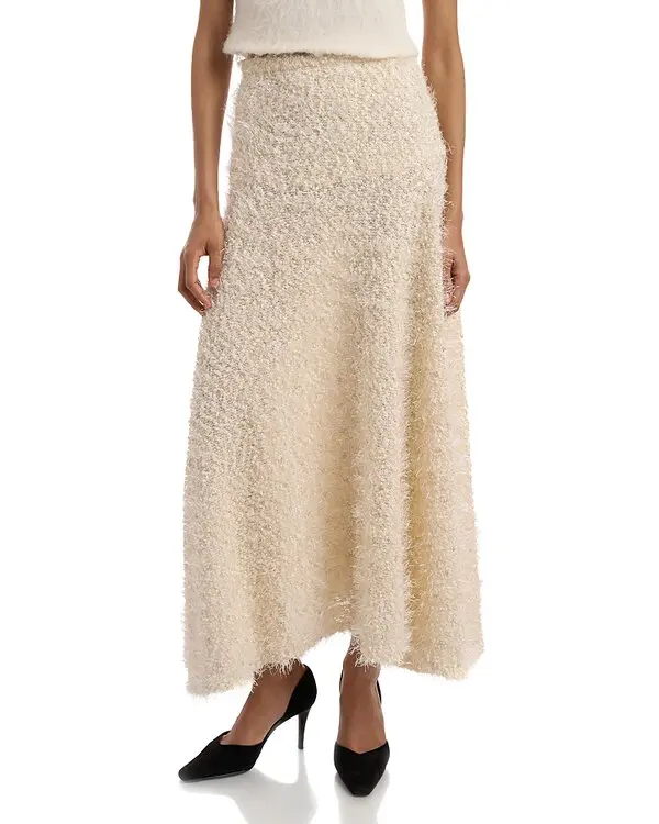LIBEROWE Ingrid Chenille Tweed Midi Skirt - Ivory