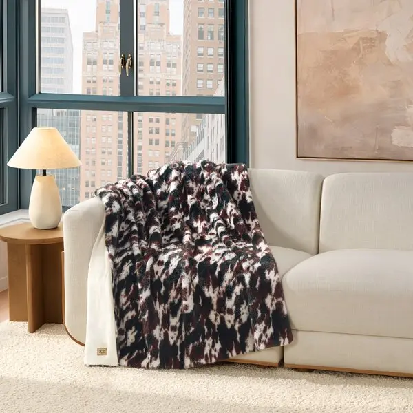 UGG Everett Faux Fur Throw Blanket - Cow