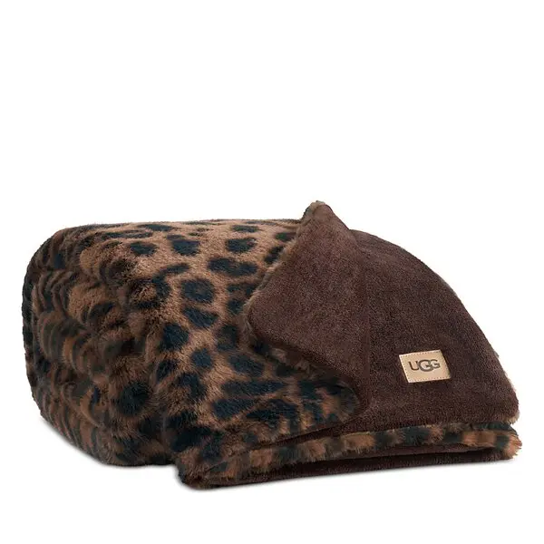 UGG Everett Faux Fur Throw Blanket - Leopard