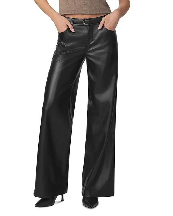Joe's Jeans The Lou Lou Faux Leather Low Rise Wide Leg Jeans - Black