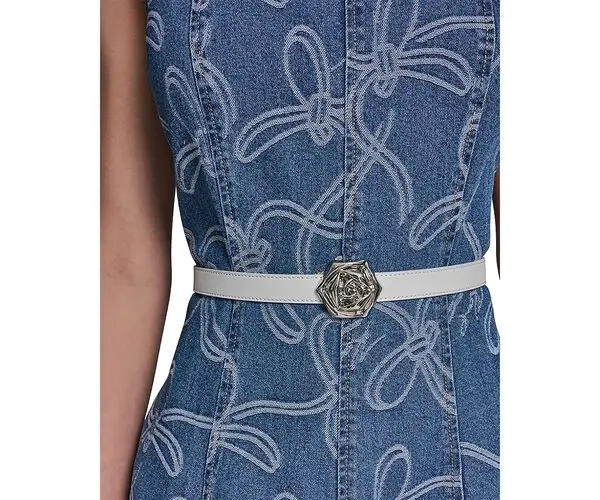 Karl Lagerfeld Paris Printed Denim Midi Dress With Belt