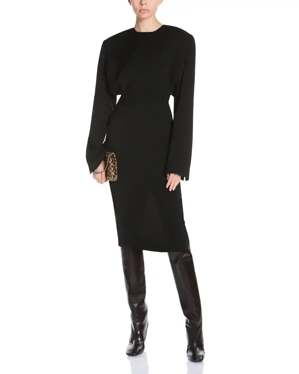 Stella McCartney Sable Faux Fur Belt Midi Dress