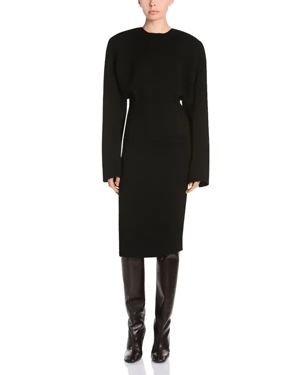 Stella McCartney Sable Faux Fur Belt Midi Dress