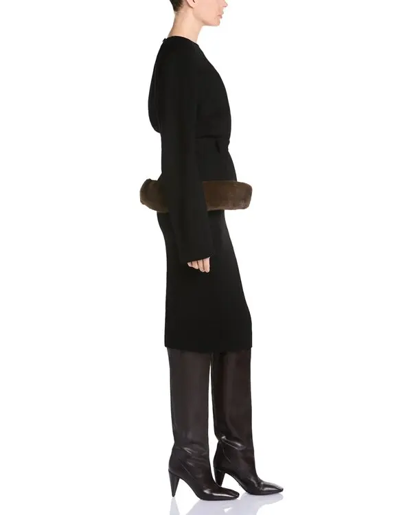 Stella McCartney Sable Faux Fur Belt Midi Dress