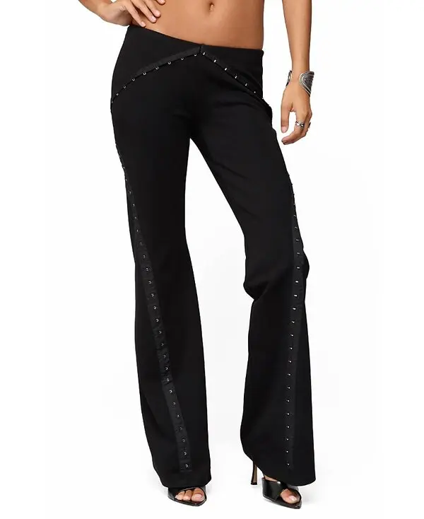 EDIKTED Hook & Eye Detailed Bootcut Pants