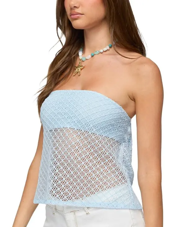 EDIKTED Chelce Back Cutout Crochet Top