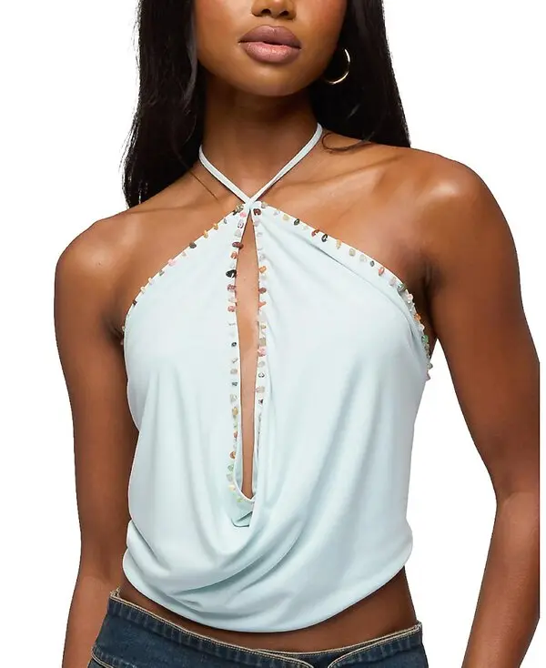 EDIKTED Stone Embellished Halter Top