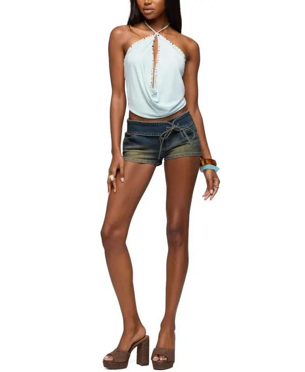 EDIKTED Stone Embellished Halter Top